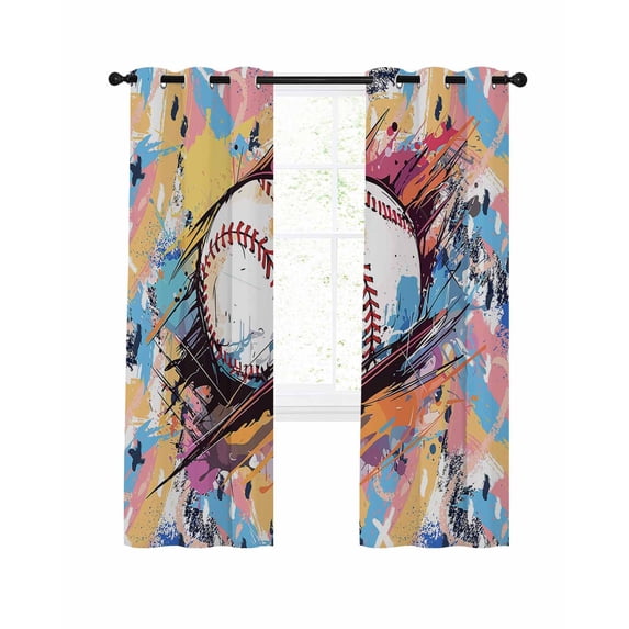 Baseball Sports, Blackout Curtains 90 Inches Long for Bedroom ...