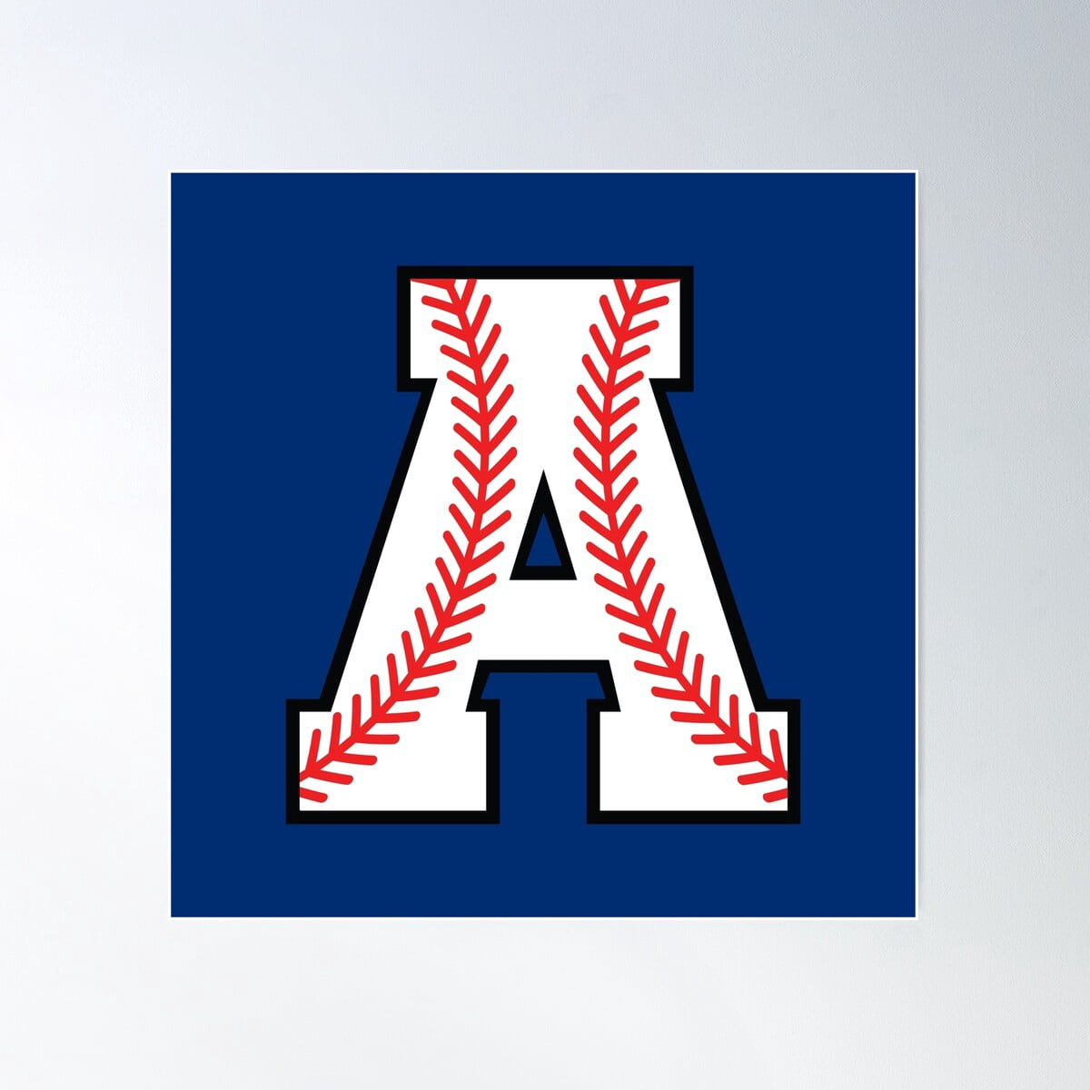 Baseball Sports Letter A - Alpha Monogram Alphabet Poster Wall Art ...