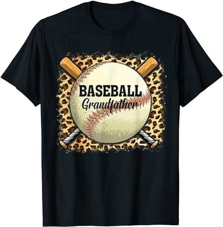 Baseball Sports Player Leopard Print Baseball Grandfather T-Shirt ...