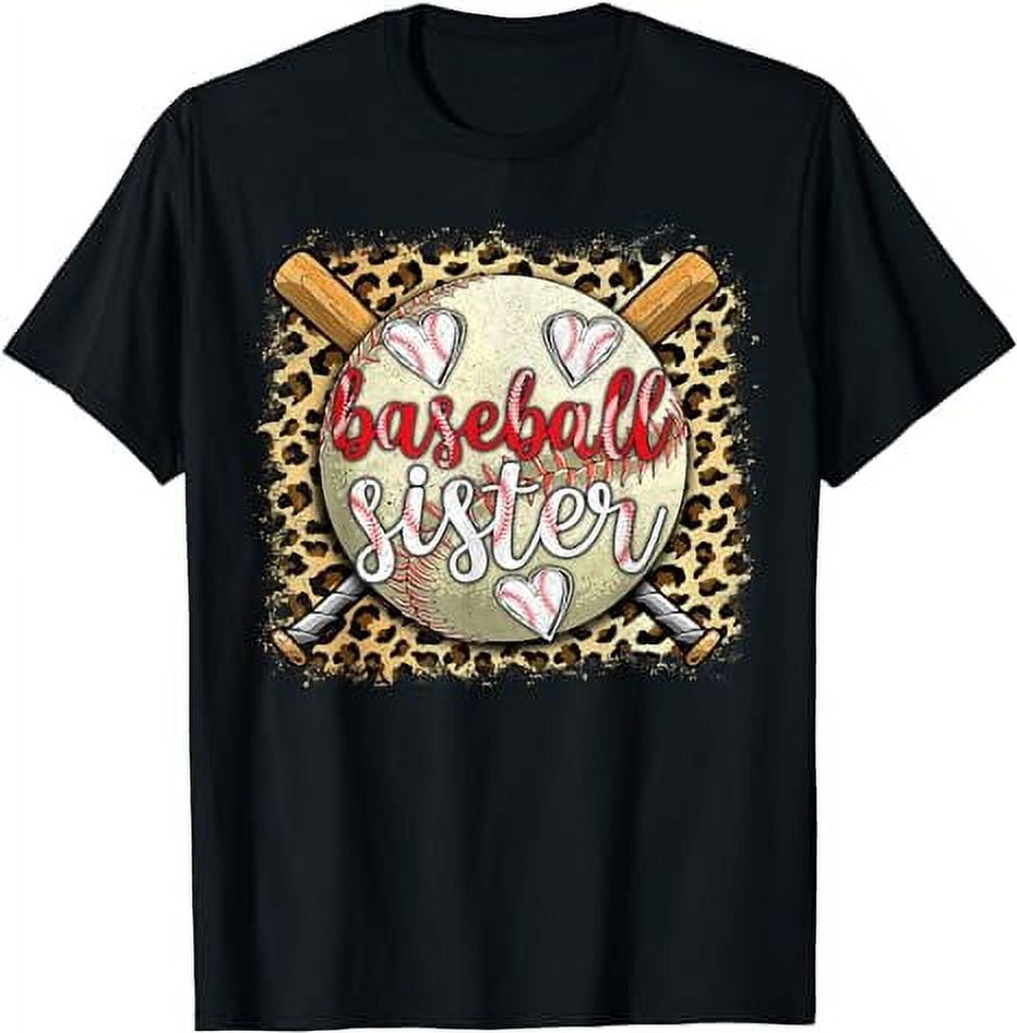 Baseball Sports Player Leopard Print Baseball Sister T-Shirt - Walmart.com