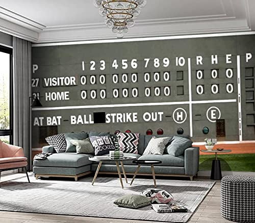 Baseball Sports Scoreboard Wallpaper 3D Mural, Sports Game Theme Custom ...