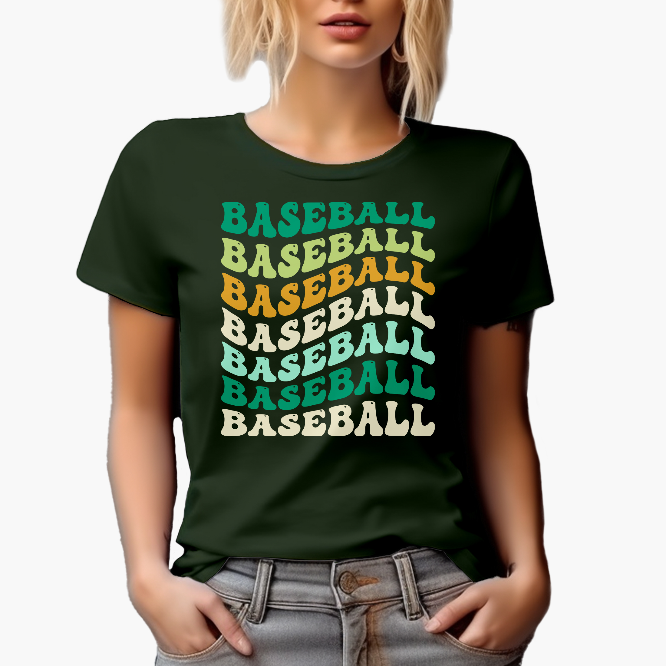 Baseball, Sports Themed, Groovy Retro Wavy Text Merch Gift, Military ...
