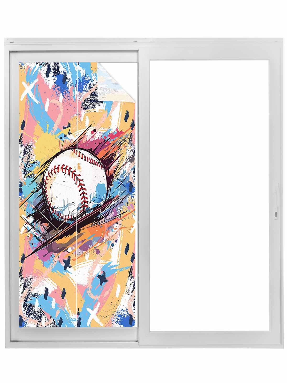 Baseball Sports, Window Privacy Film, Minimalist Geometric Smear Art ...