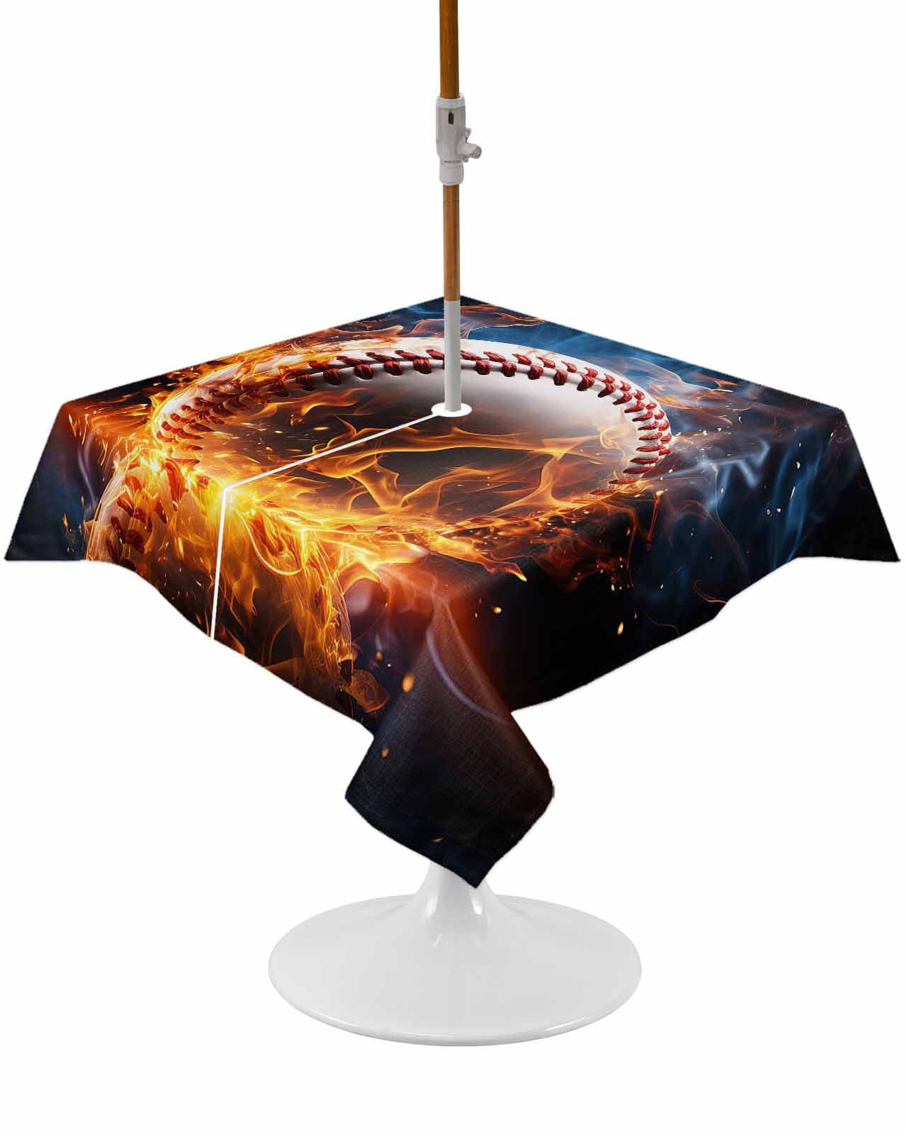 Baseball, Square Outdoor Tablecloth, Waterproof Table Cloth Cover with ...