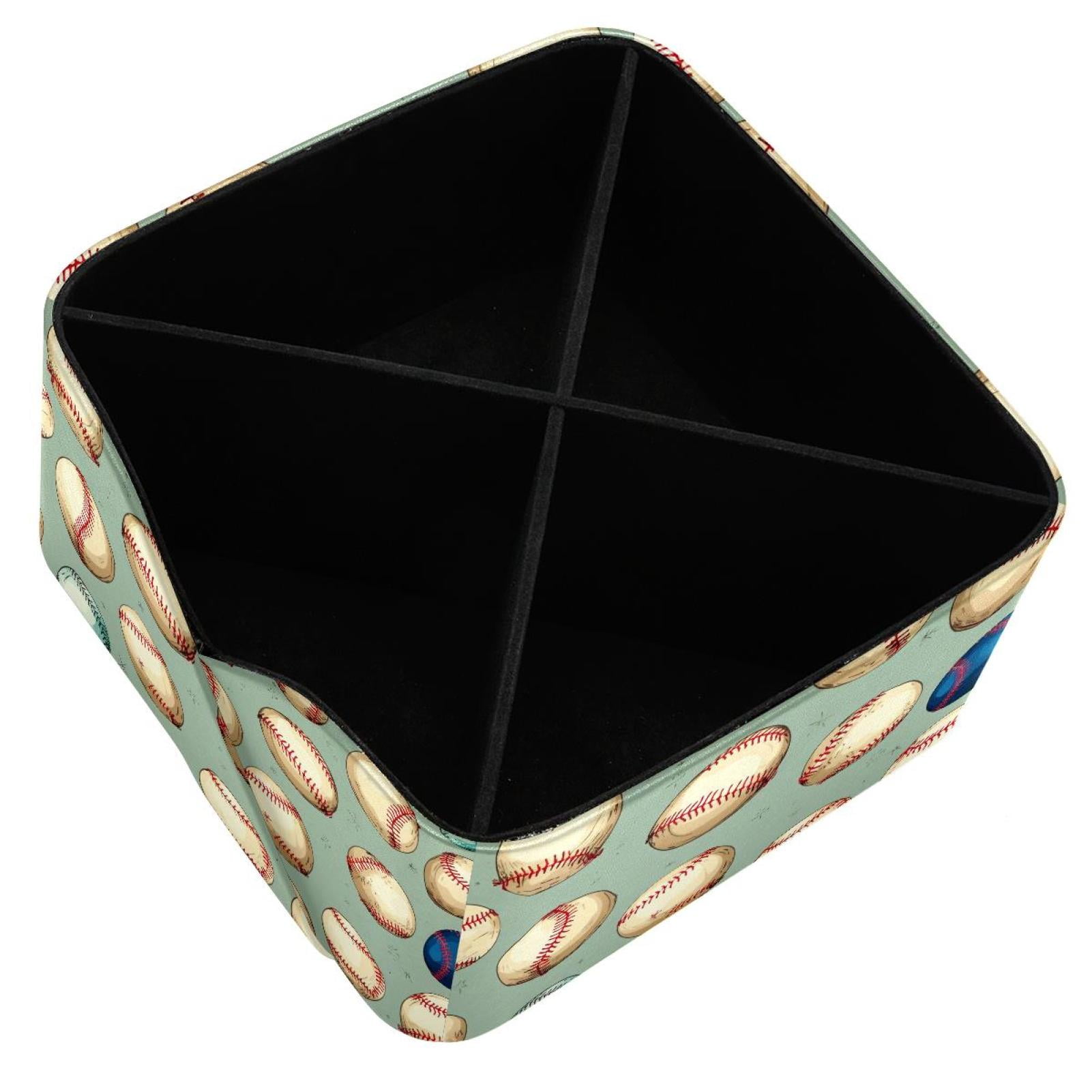 Baseball Square Pencil Case with 4 Compartments and Removable Dividers ...