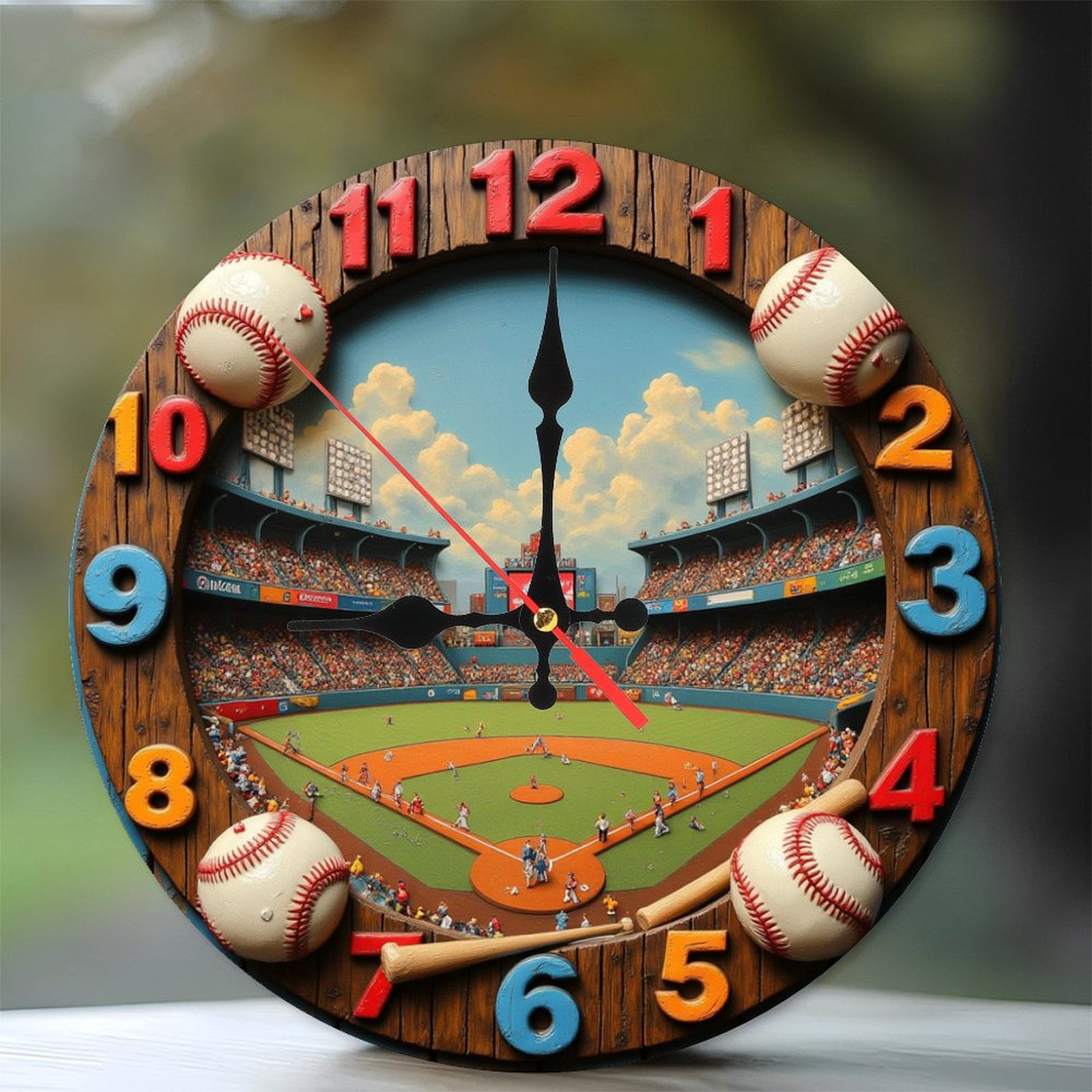 Baseball Stadium Clock Wall Decor Vintage Sports Gift 10-Inch Silent ...