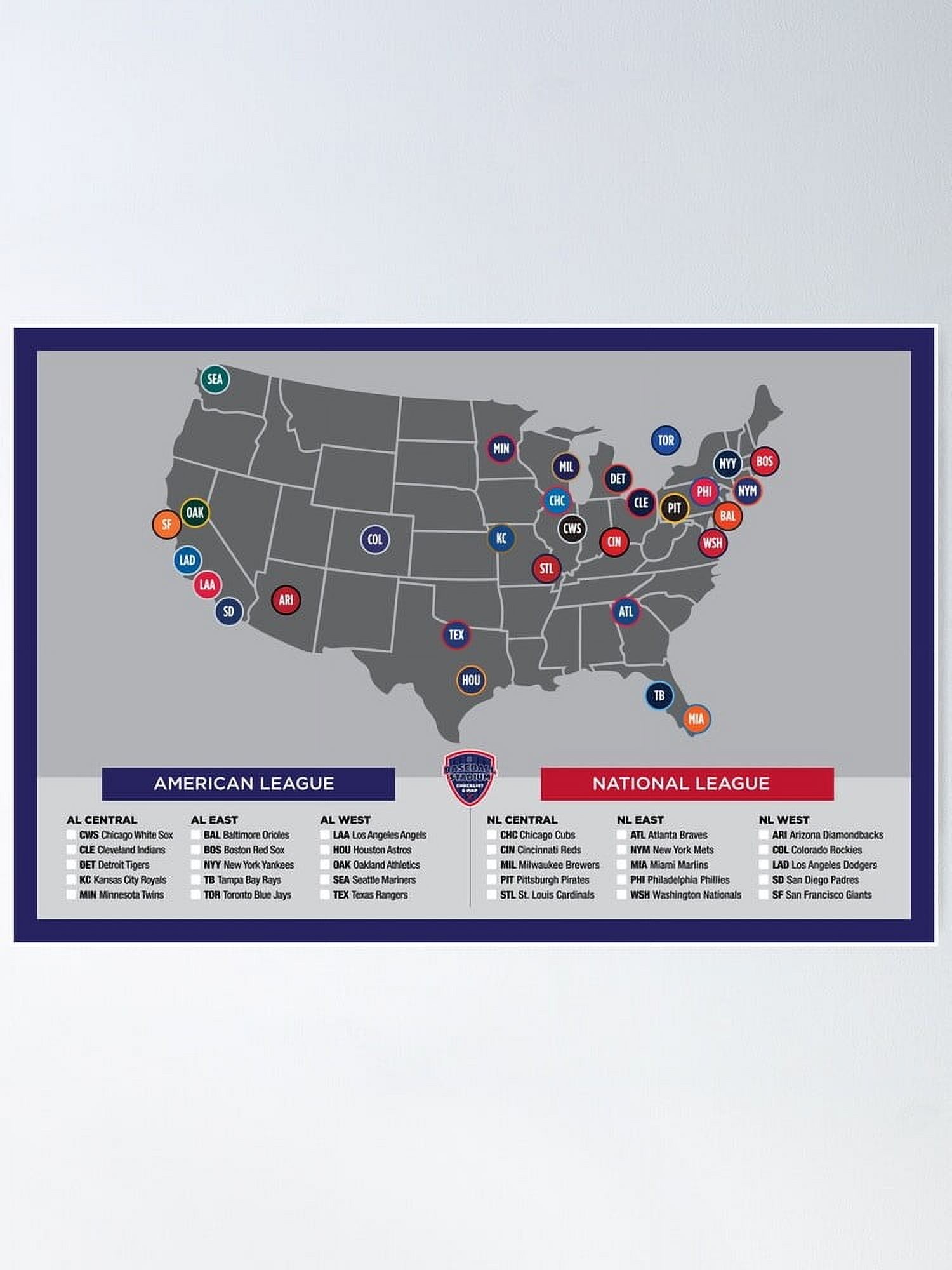 Baseball Stadium Map Poster - Walmart.com