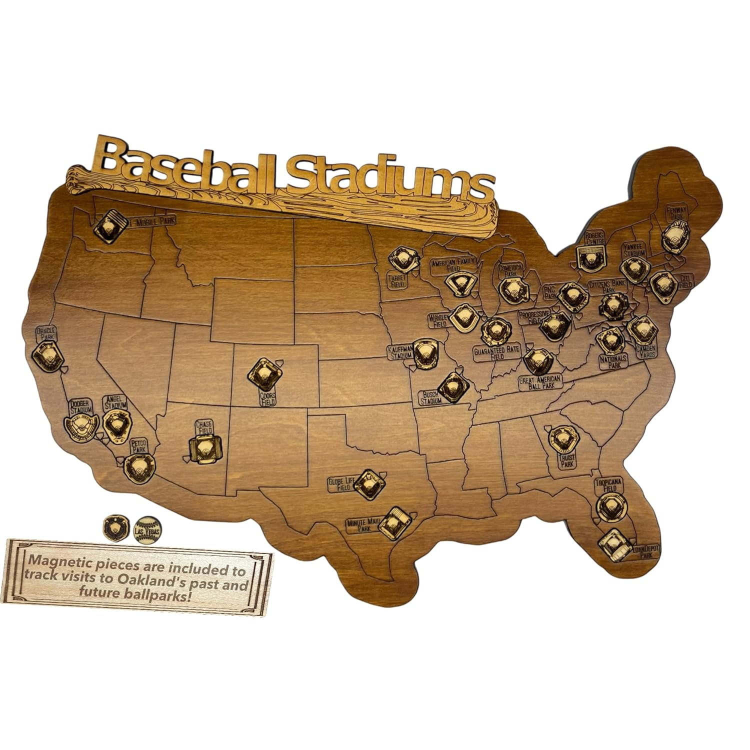 Baseball Stadium Tracker: Handcrafted Travel Map with Ballpark ...