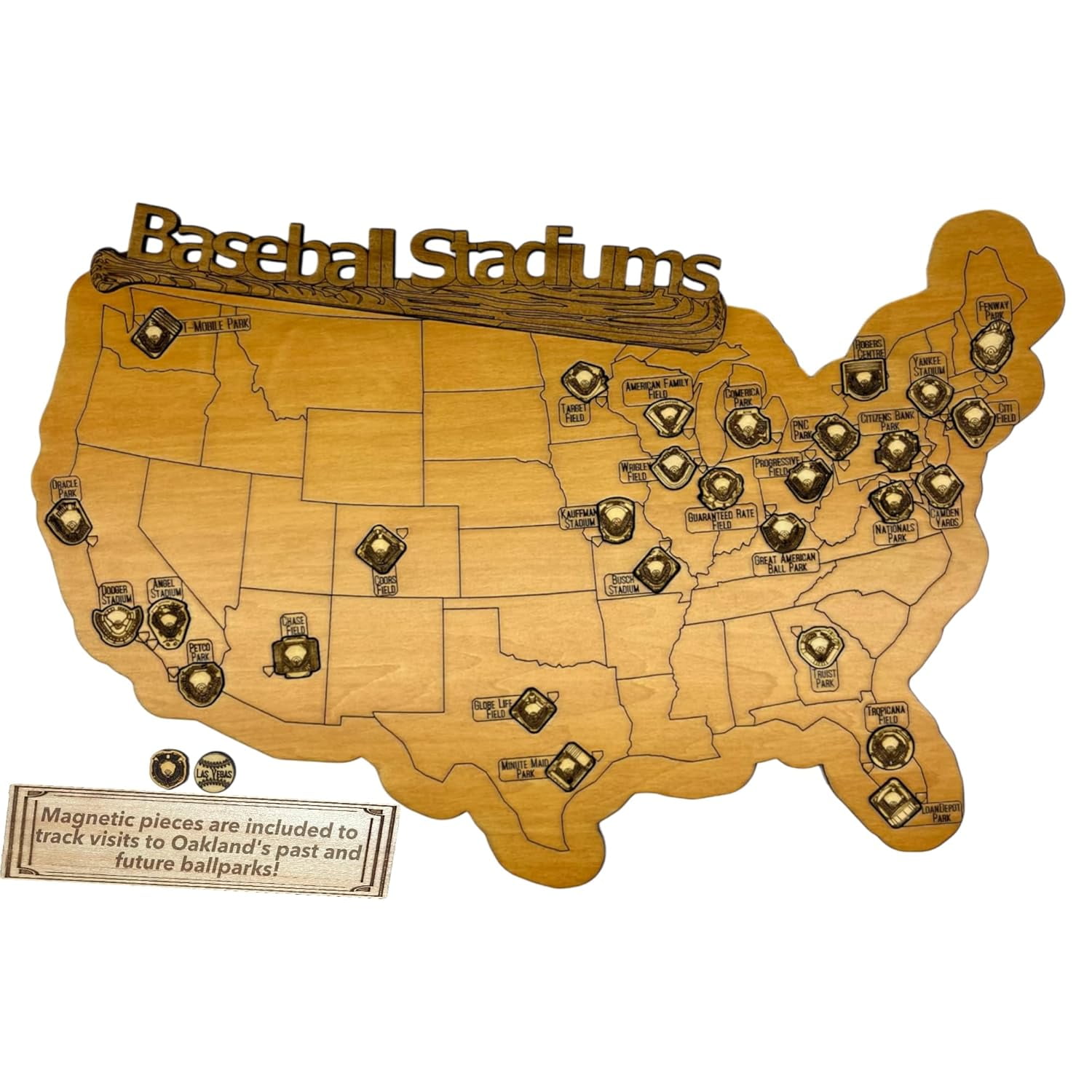 Baseball Stadium Tracker: Handcrafted Travel Map with Ballpark ...