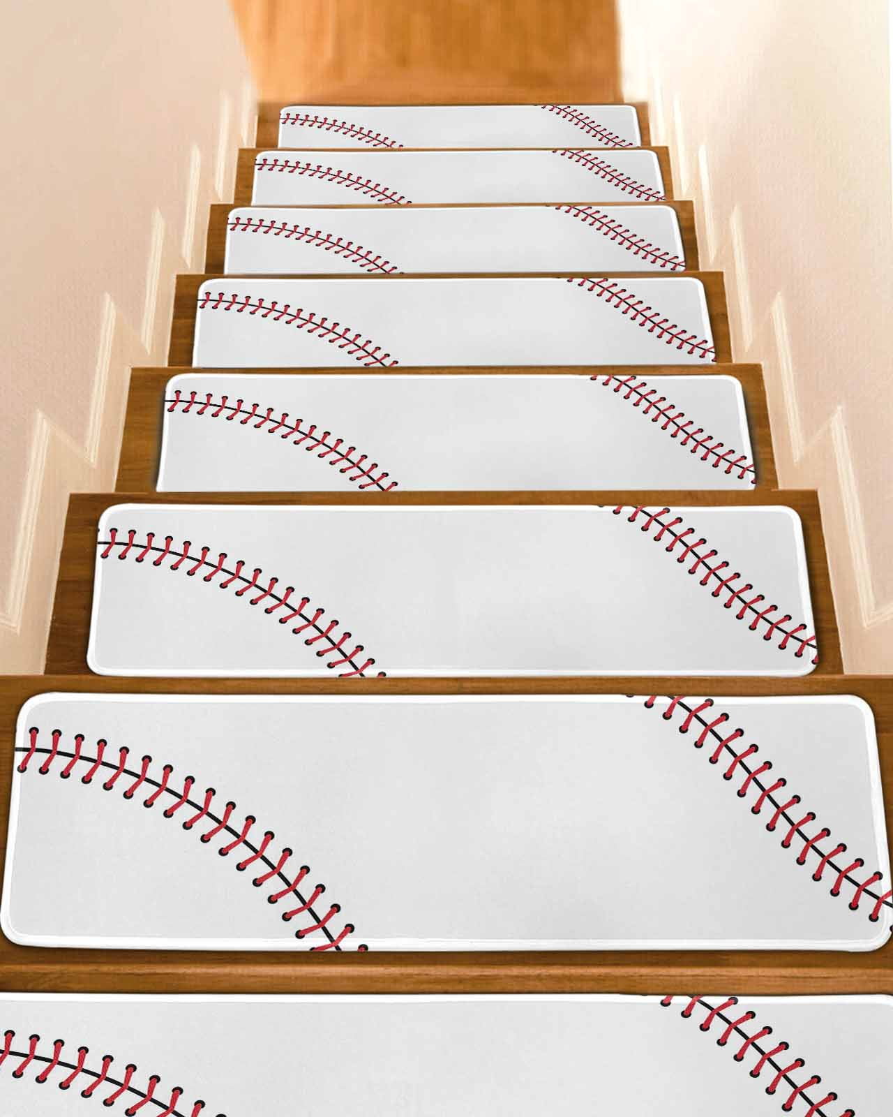 Baseball Stair Treads for Wooden Steps Indoor Runner Rug Carpet, Modern ...