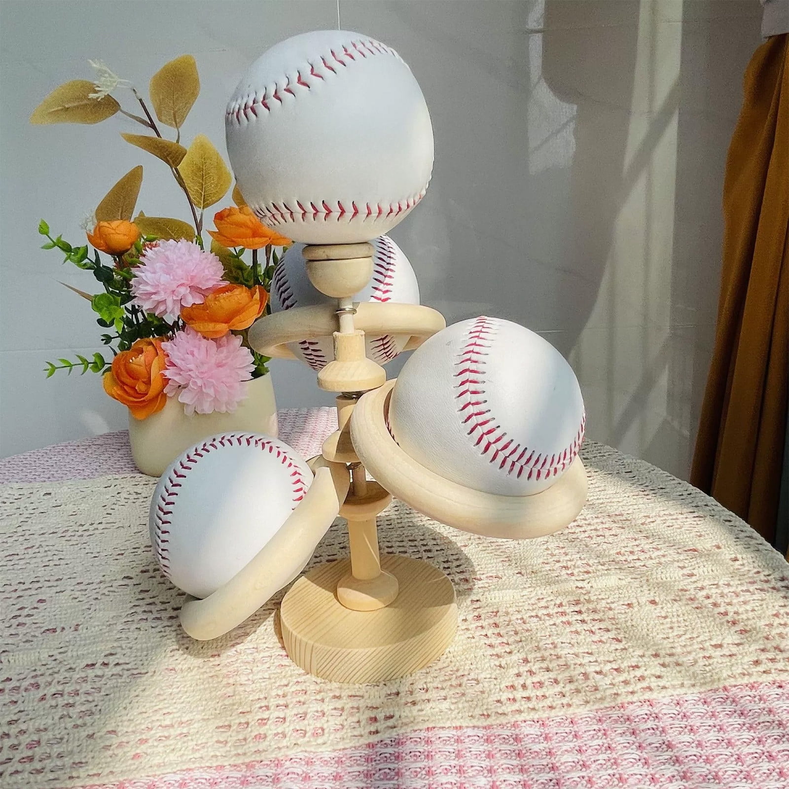 Baseball Stand Holders, Balls Display Bat Wooden Stand Holder Display ...