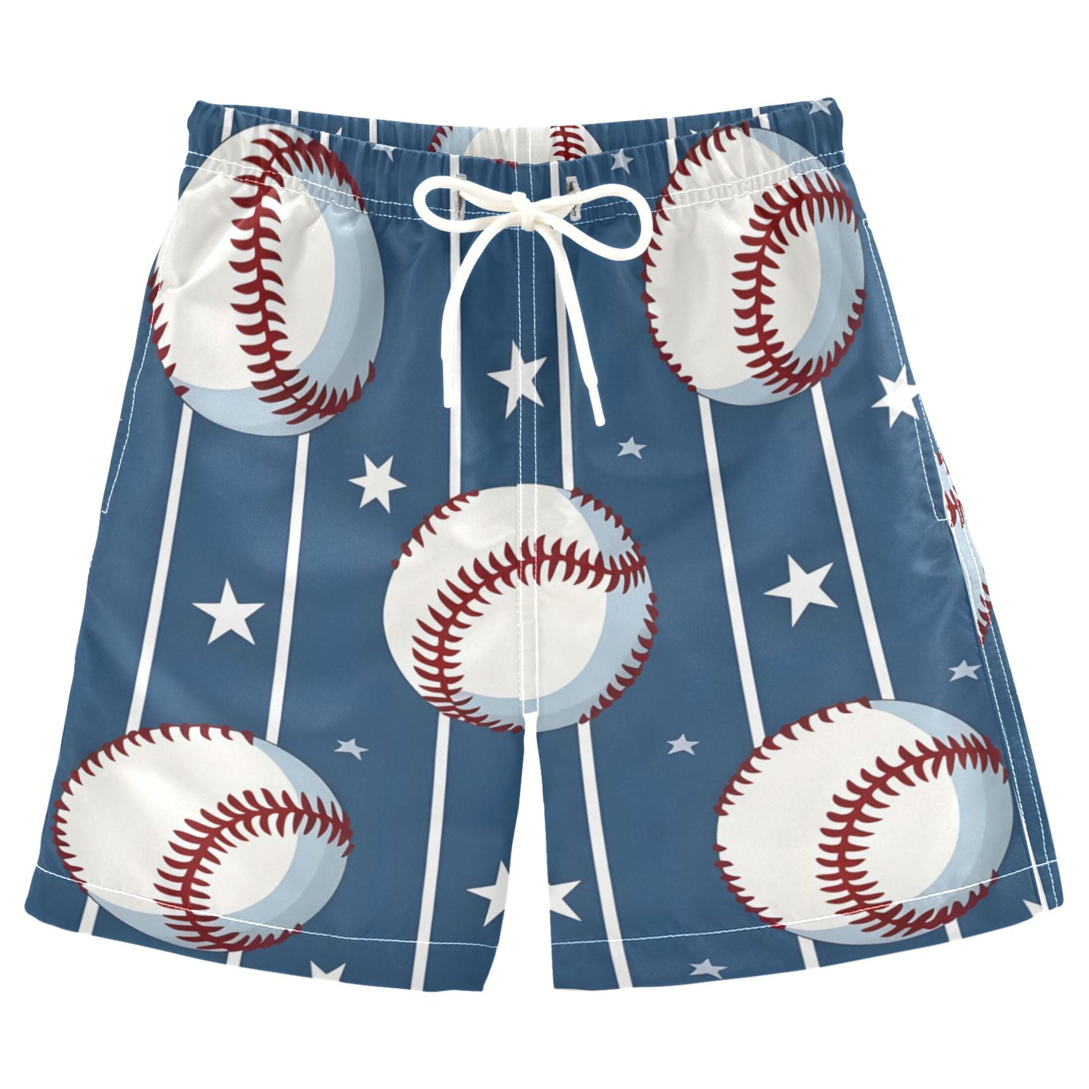 Baseball Stars Stipes Boys' Beach Pants Board Shorts Swim Trunks ...