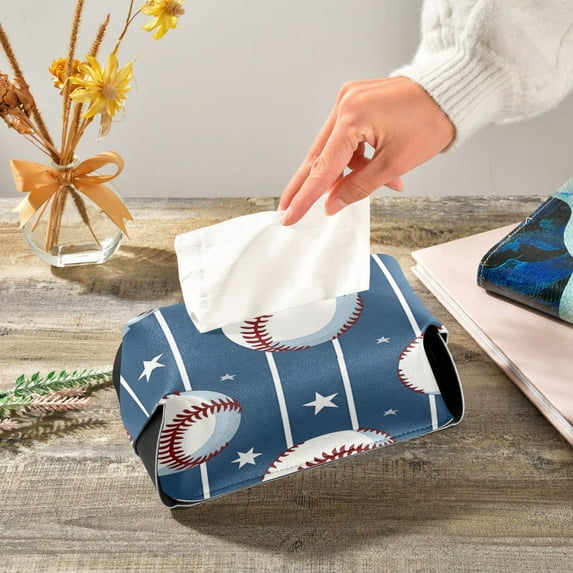 Baseball Stars Stipes Leather Tissue Box Cover Rectangle Tissue Holder ...