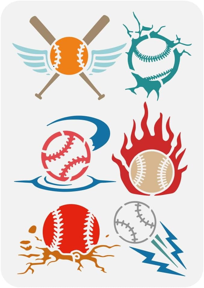 Baseball Stencil 8.3x11.7" Baseball Crack Painting Stencils Baseball ...