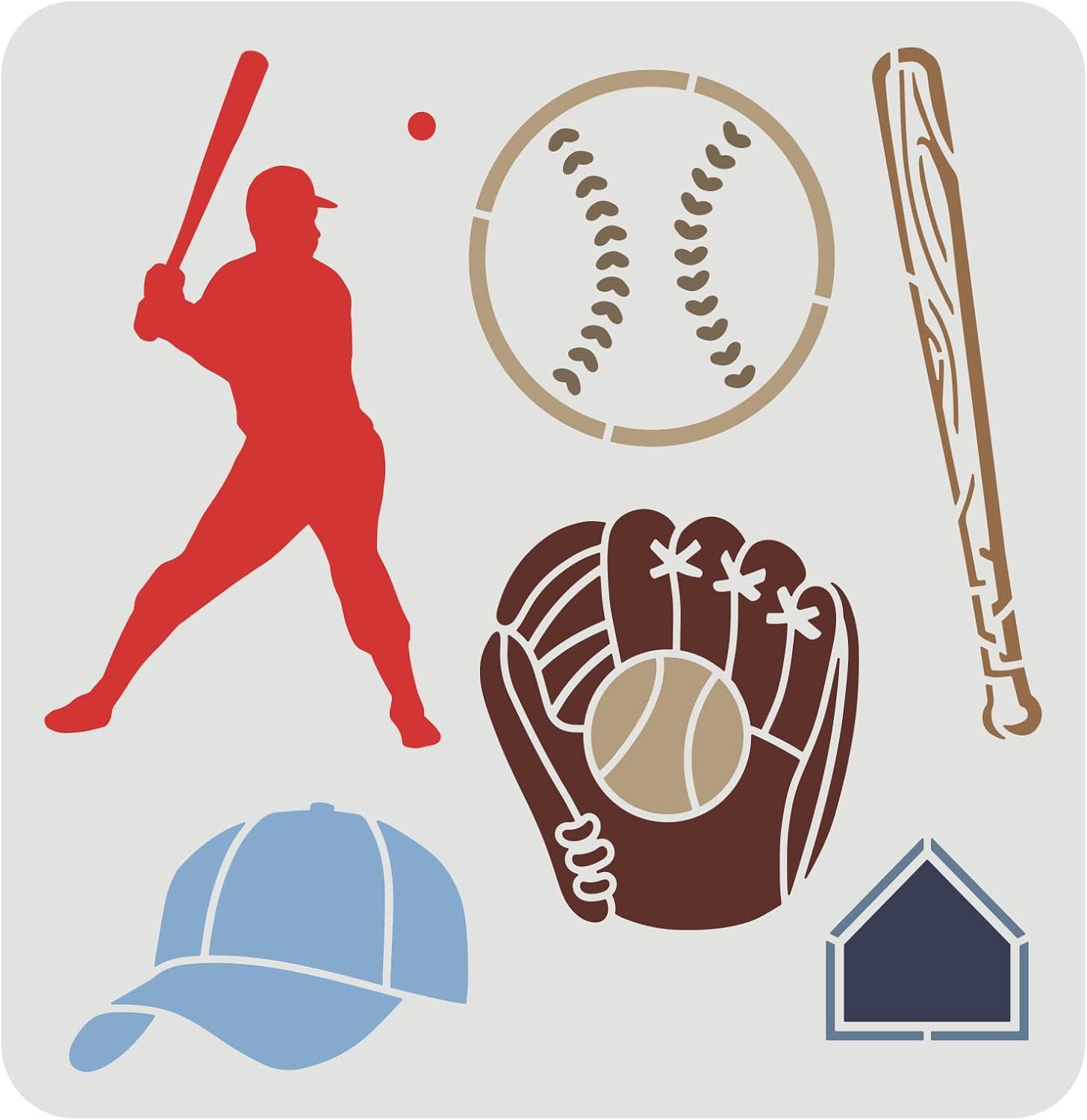 Baseball Stencils 30x30cm Baseball Player Stencil Plastic Baseball Bat ...