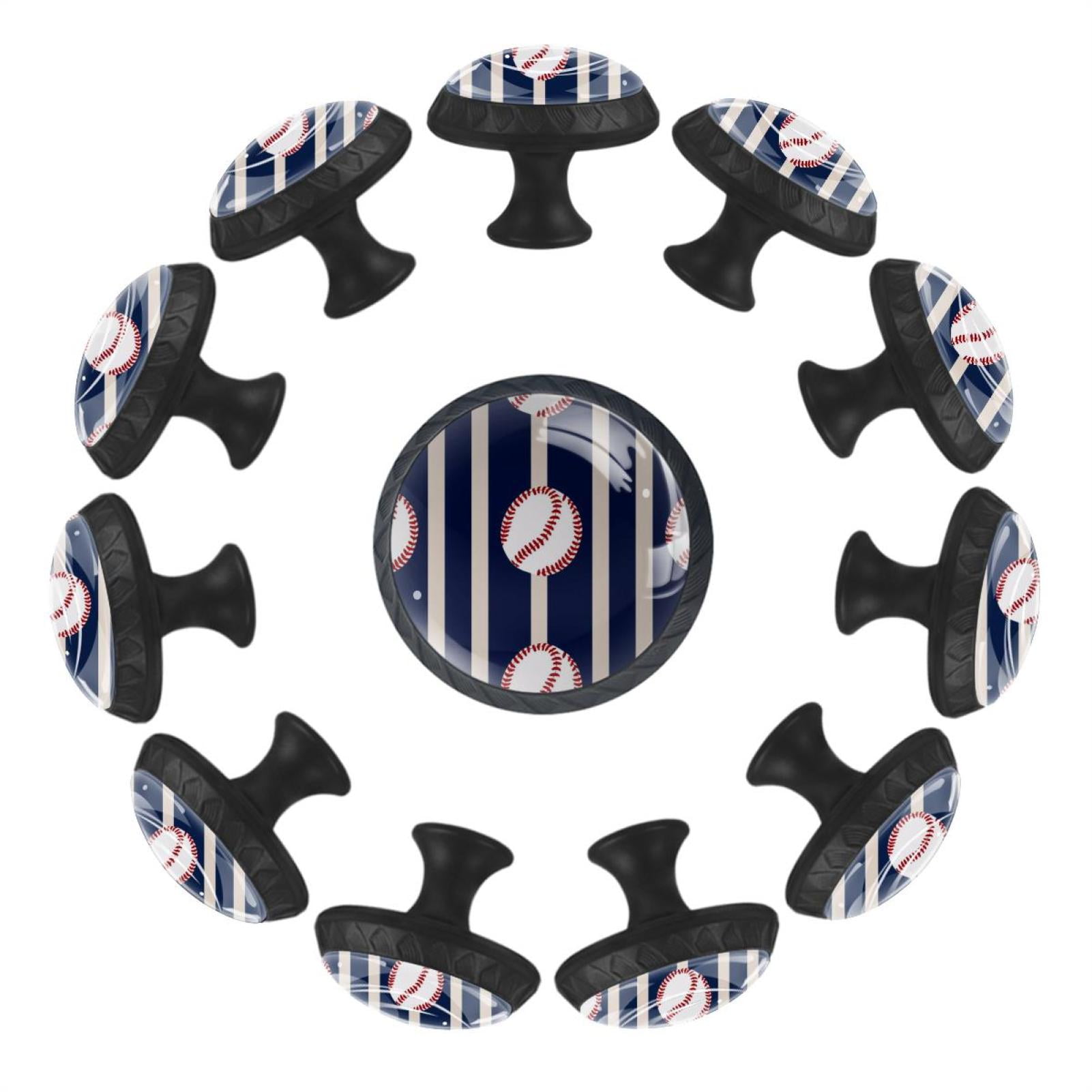 Baseball with Stipes Pattern 35MM Round Glass Cabinet Knobs, Kitchen ...