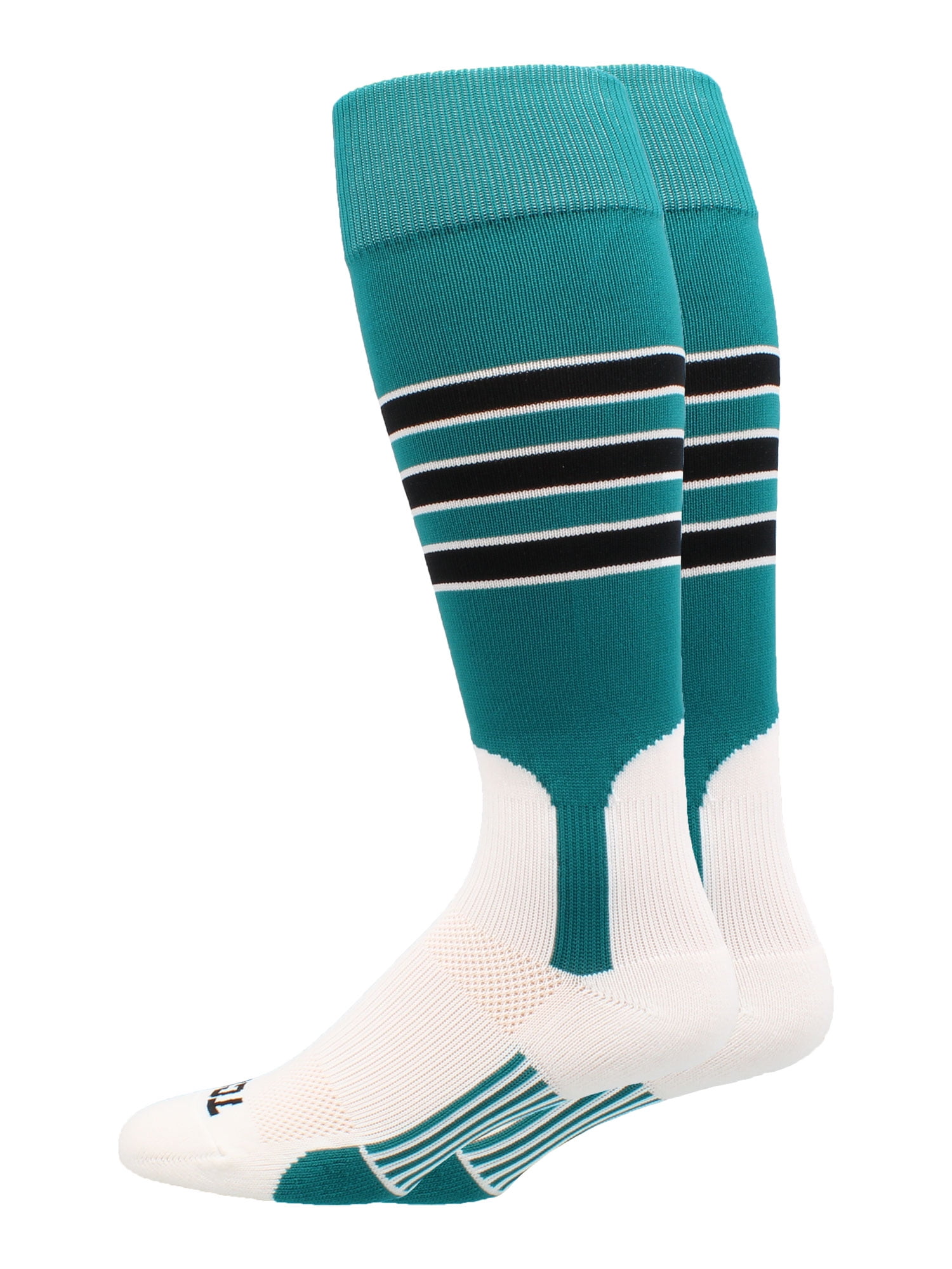 Baseball Stirrup Socks 3 Stripe (Teal/Black/White, Medium) - Walmart.com