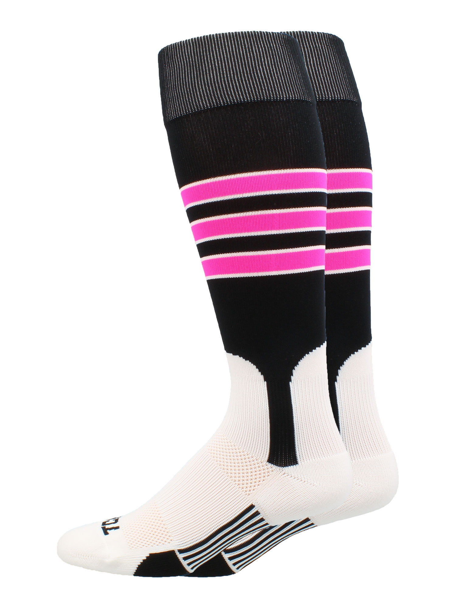 Baseball Stirrup Socks Pattern D (Black/White/Hot Pink, X-Large ...