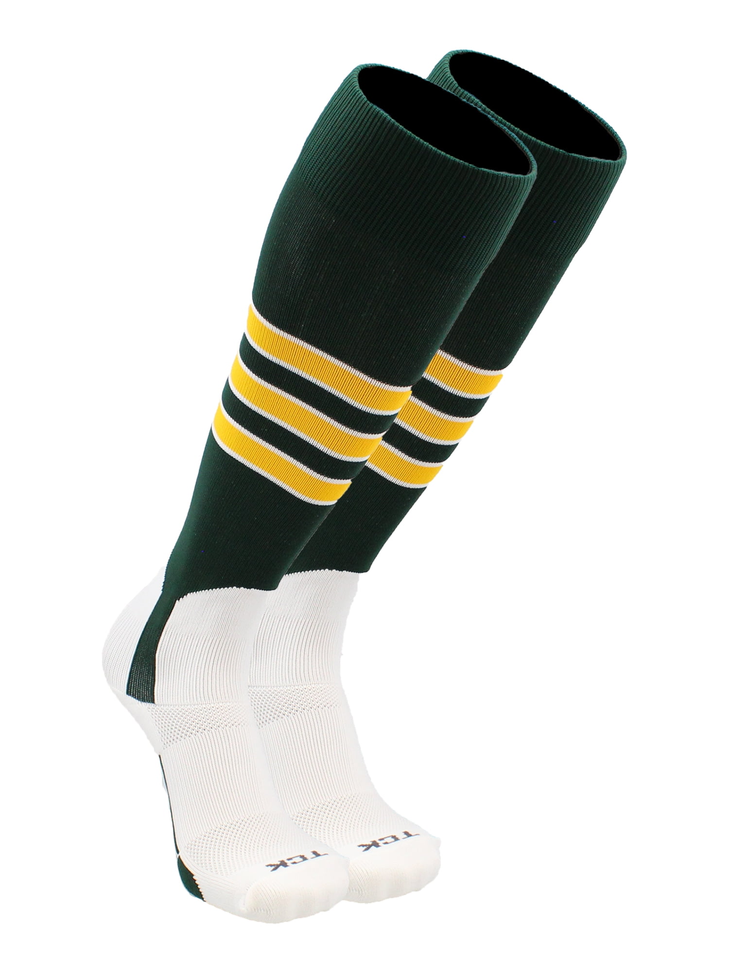 Baseball Stirrup Socks Pattern D (Dark Green/White/Gold, Small) - Dark ...