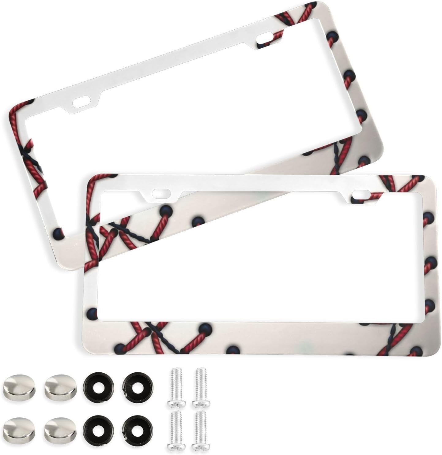 Baseball Stitch Clip 2 Pack License Plate Frames,Universal Aluminum Car ...