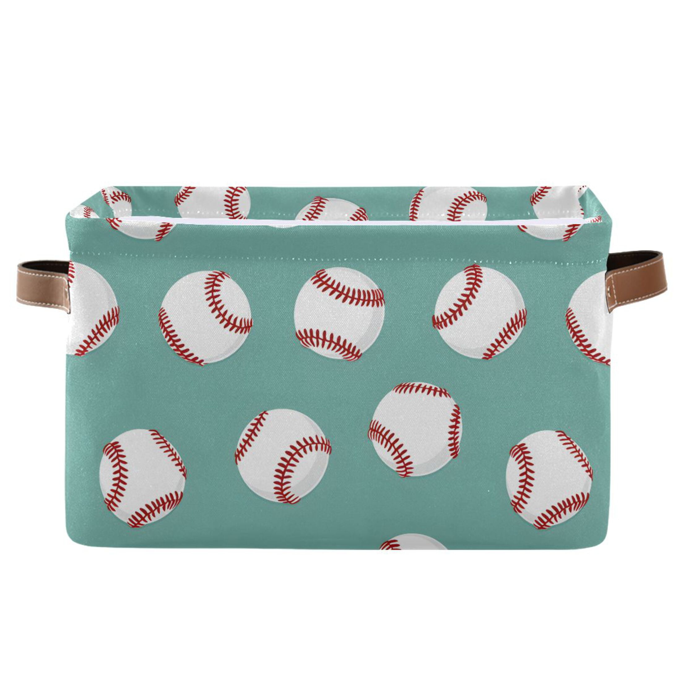 Baseball Storage Bins with Handle Fabric Organizer Basket Foldable Box ...