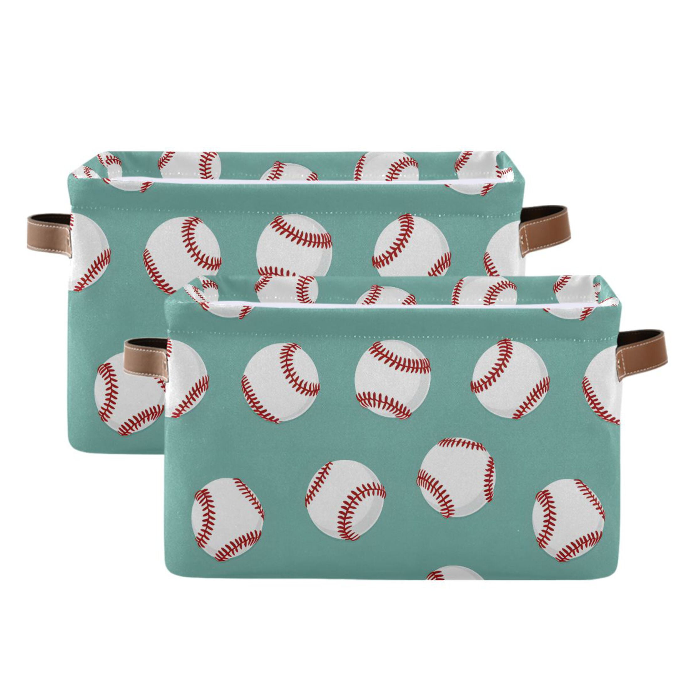 Baseball Storage Bins with Handle Fabric Organizer Basket Foldable Box ...