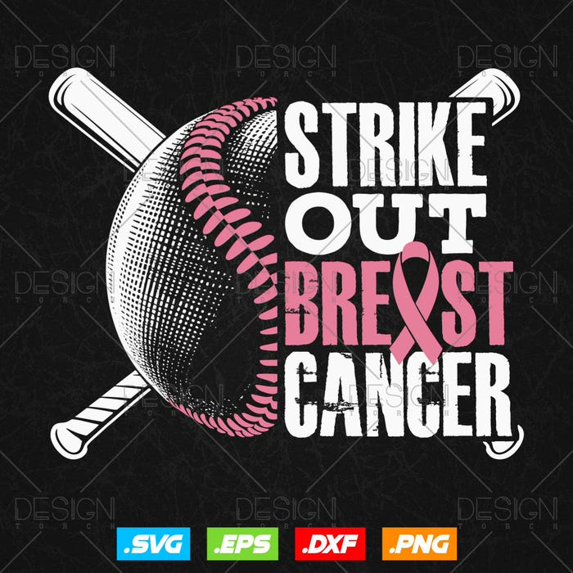 Baseball Strike Out Breast Cancer Svg Png, Breast Cancer Awareness ...