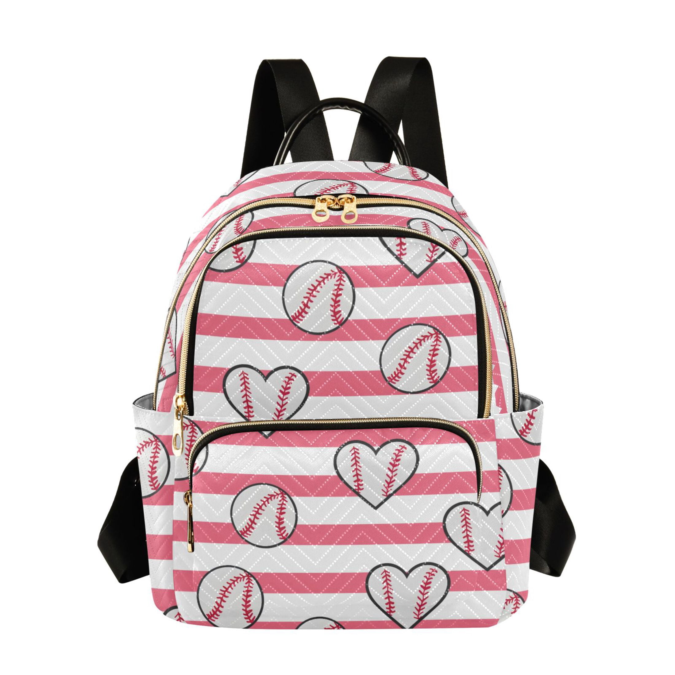 Baseball Stripes Pattern Fashion Backpack Quilted Lightweight Women ...