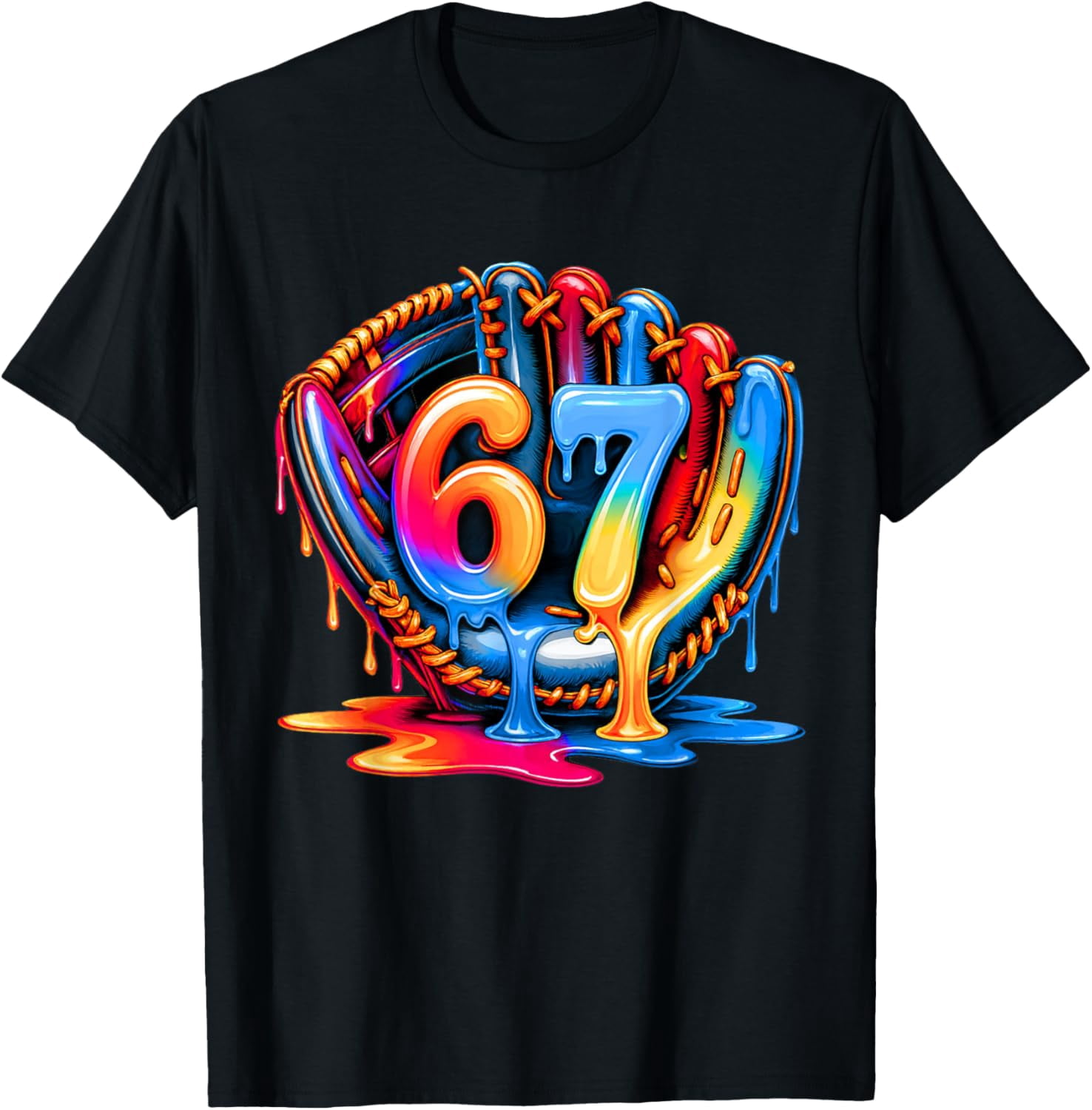 Baseball Stuff Six Seven 67 Ice Cream Drip 6 7 Baseball Kids T-Shirt ...