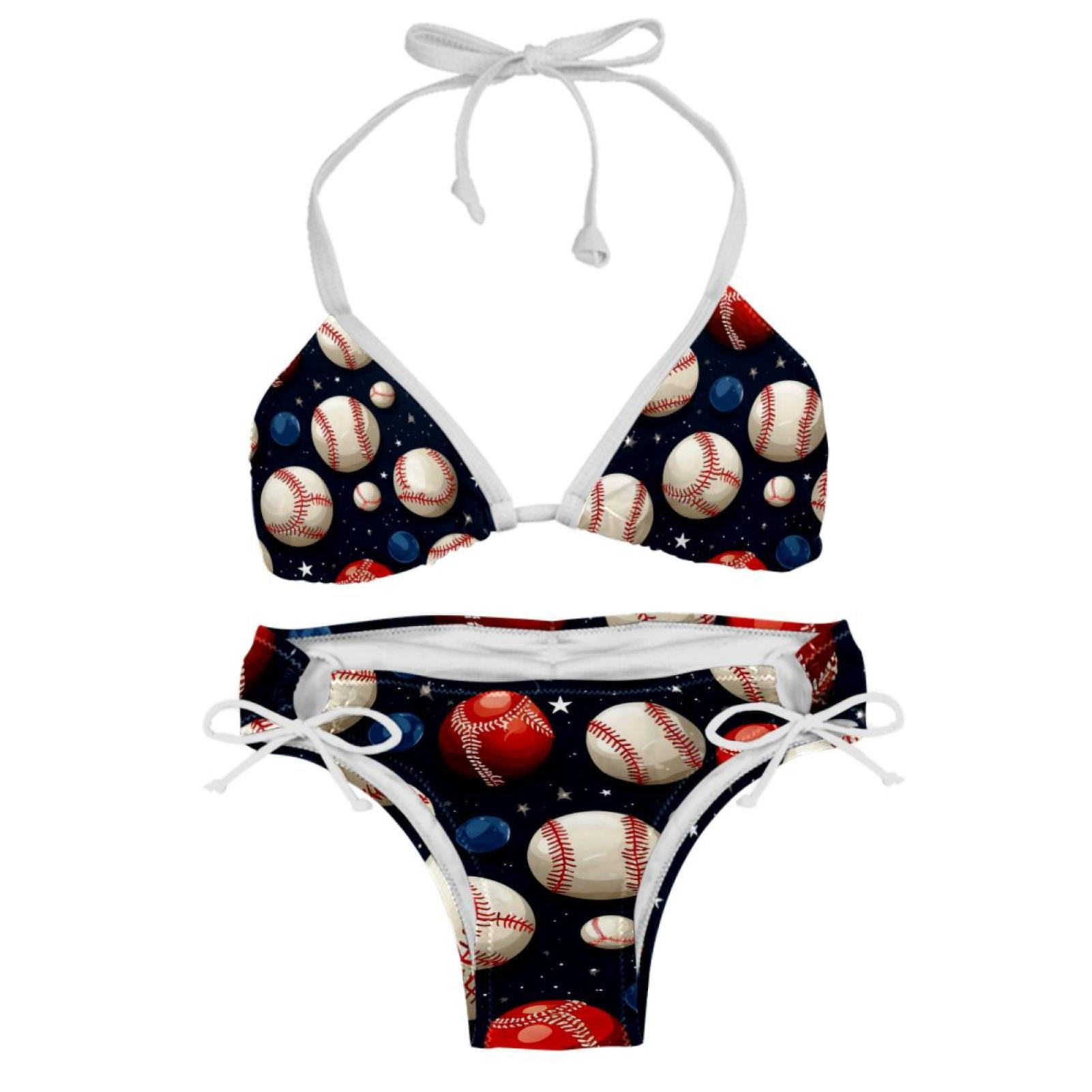 Baseball Stylish Bikini Set with Detachable Sponge and Adjustable Strap ...