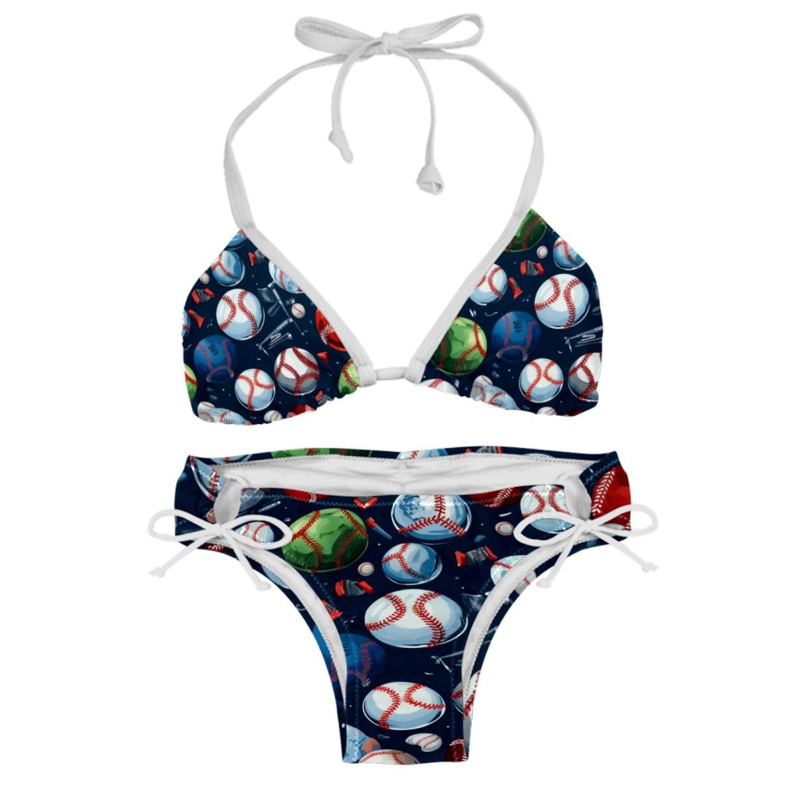 Baseball Swim Suit Bikini Sets with Detachable Sponge & Adjustable ...