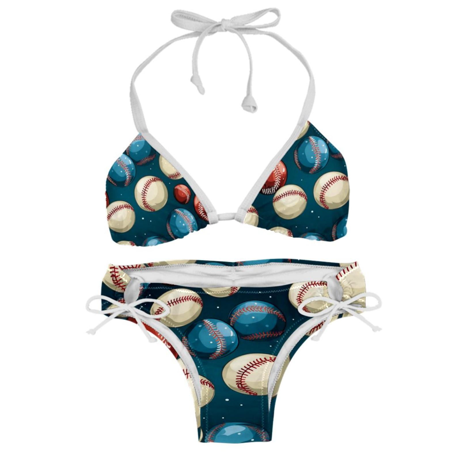 Baseball Swimsuit Women Bikini Sets, Detachable Sponge Adjustable Strap ...