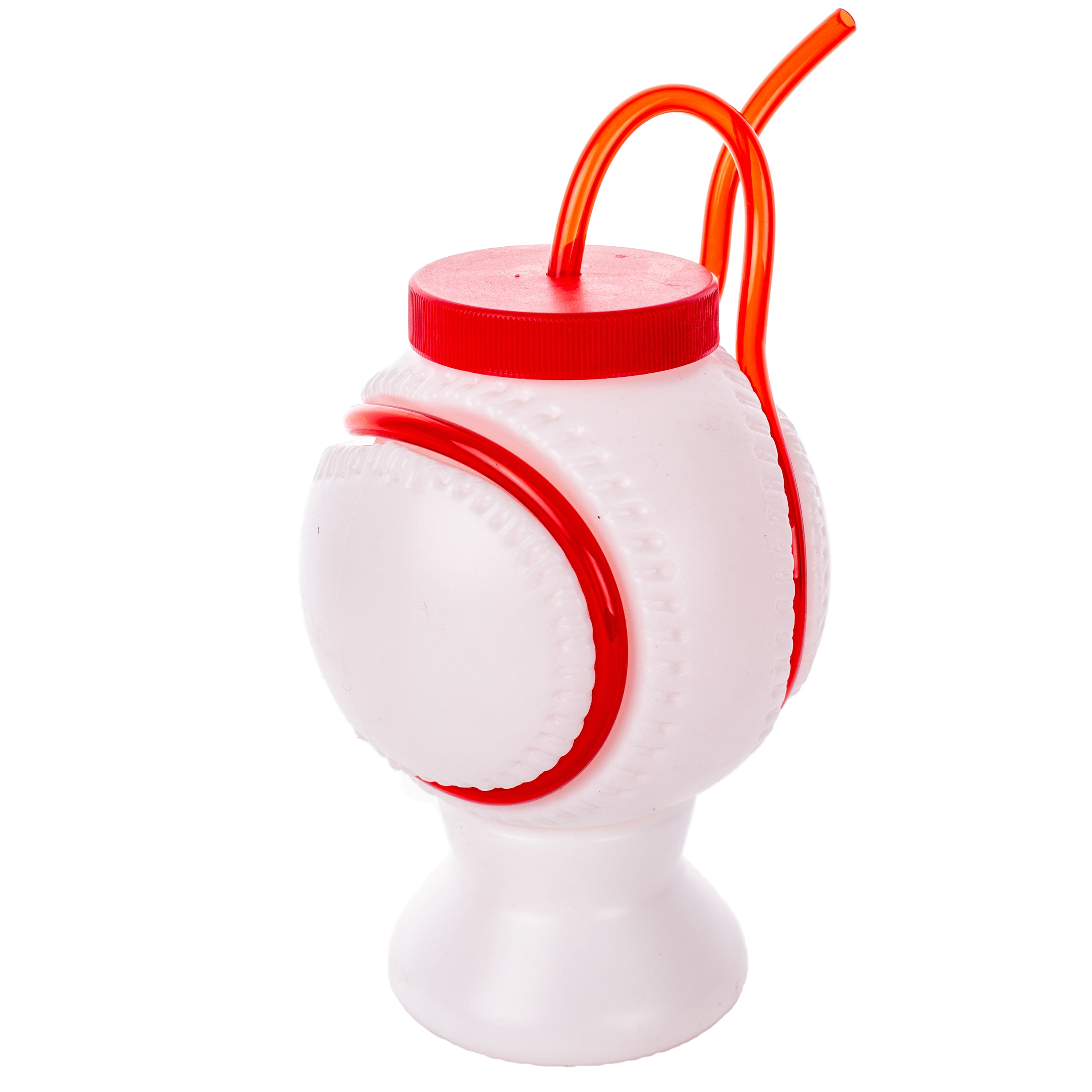 Baseball Swirl Straw Sport Drink Container 5" Party Cup, White Red ...