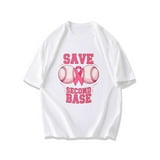 Baseball T Shirt Black Save Second Base With Pink Ribbon And Baseballs ...