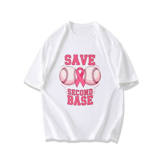 Baseball T Shirt Black Save Second Base With Pink Ribbon And Baseballs ...