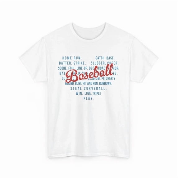 Baseball T-Shirt | Funny Baseball Fan Tee | Baseball Heart Design Tee ...