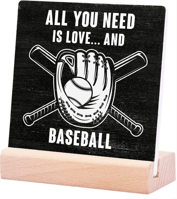 Baseball Table Sign Plaque All You Need is Love and Baseball Tabletop ...