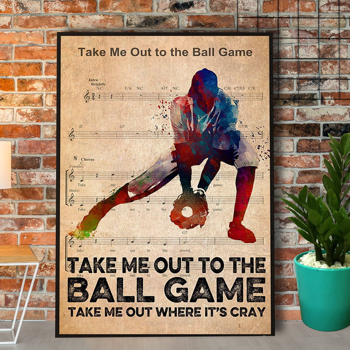 Baseball Take Me Out To The Ball Game Paper Poster No Frame Matte Wall ...