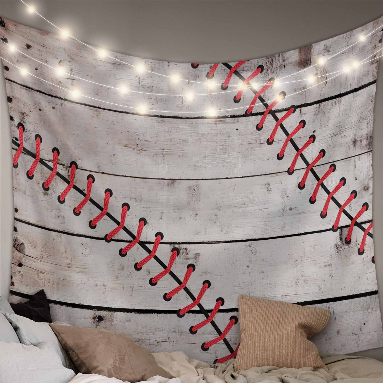 Baseball Tapestry for Bedroom Wall Hanging Tapestry, Vintage Wooden ...