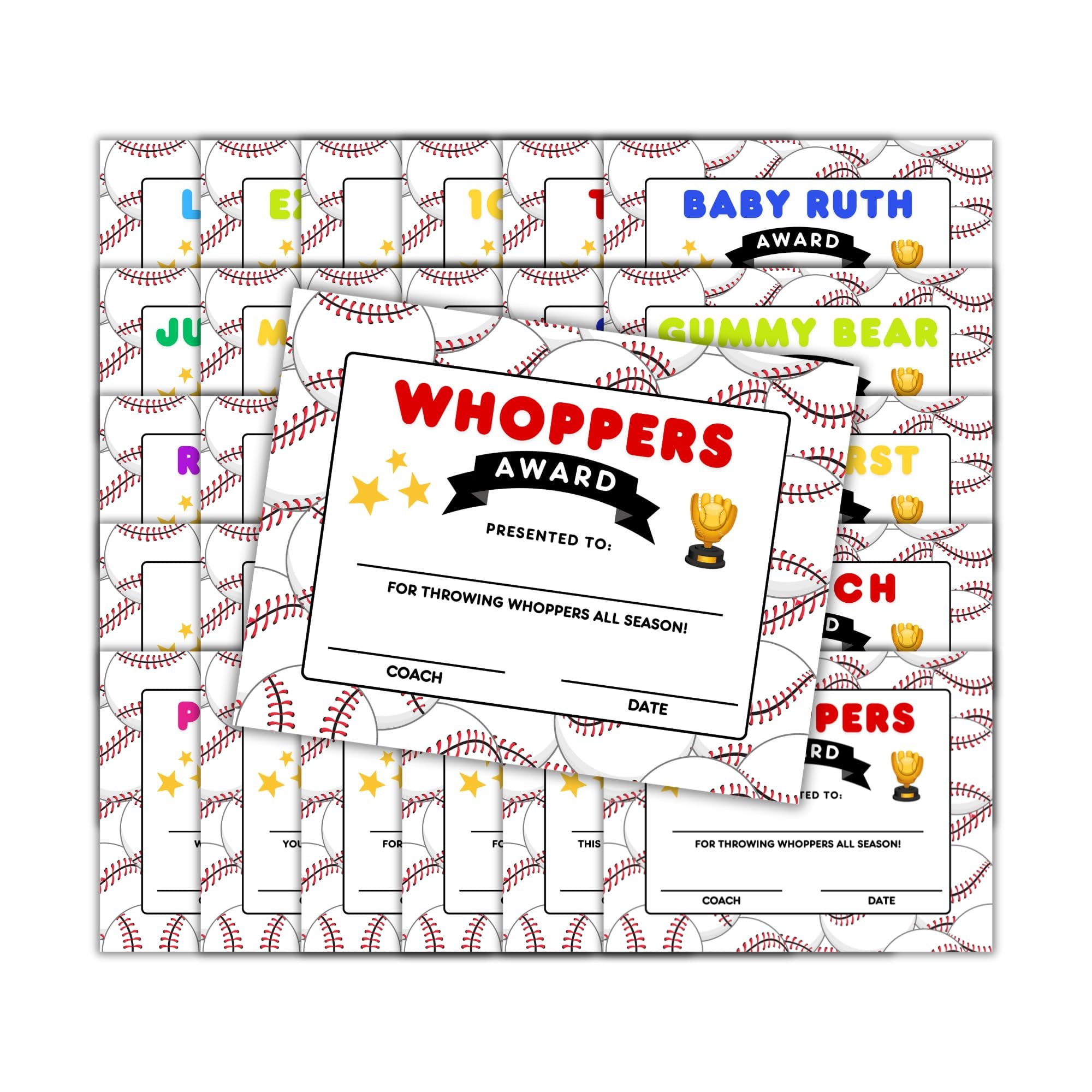 Baseball Team Candy Bar Awards T-Ball 30 pk Unique Funny Achievement ...