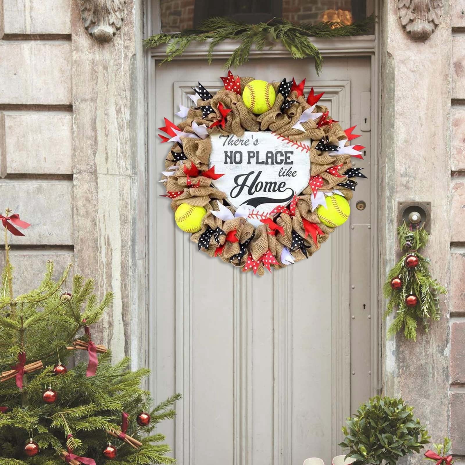 Baseball Team Home Door Decoration Wreath Realistic Floral Wreath For ...