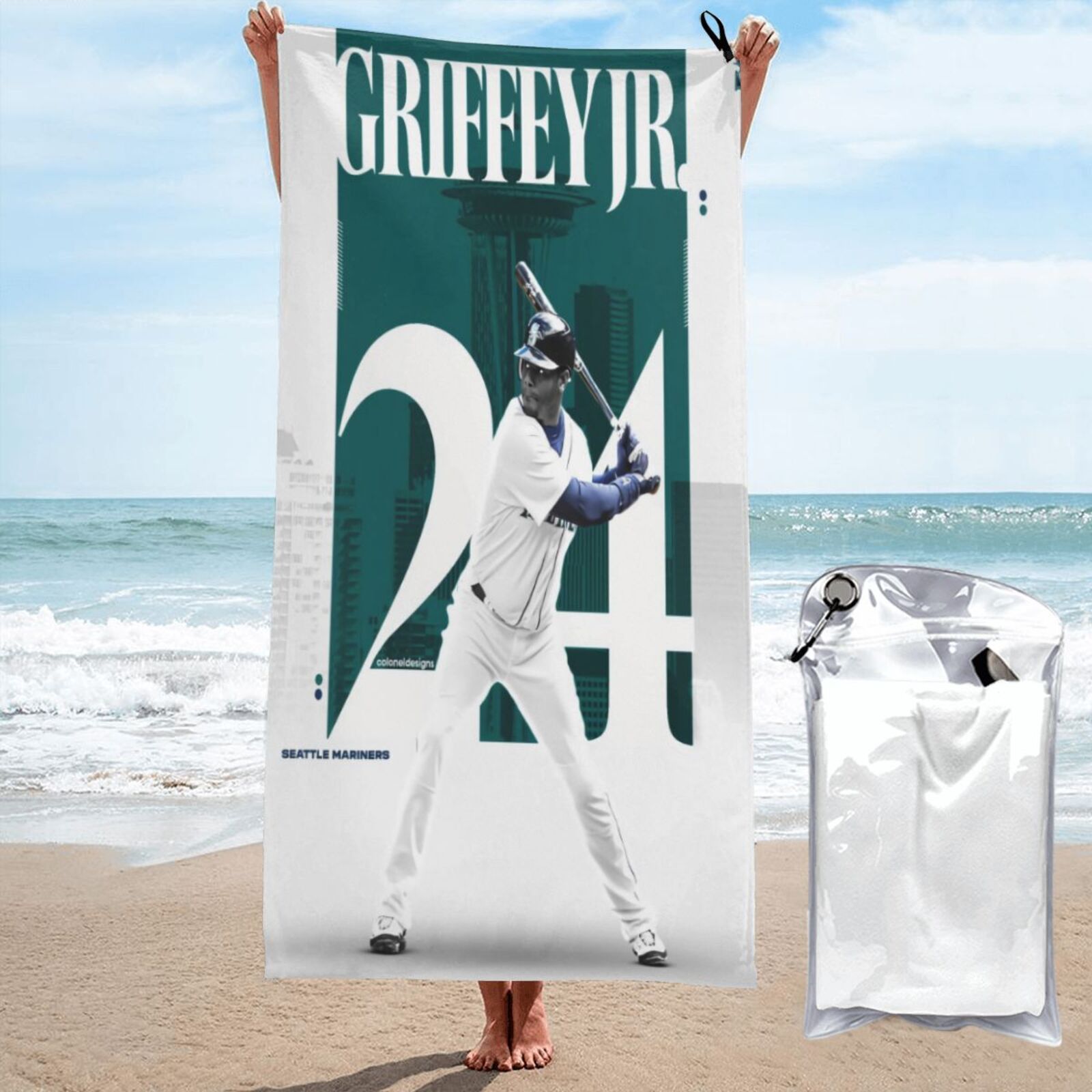 Baseball Team Ken Griffey Jr Theme Microfiber Thin Lightweight Beach ...