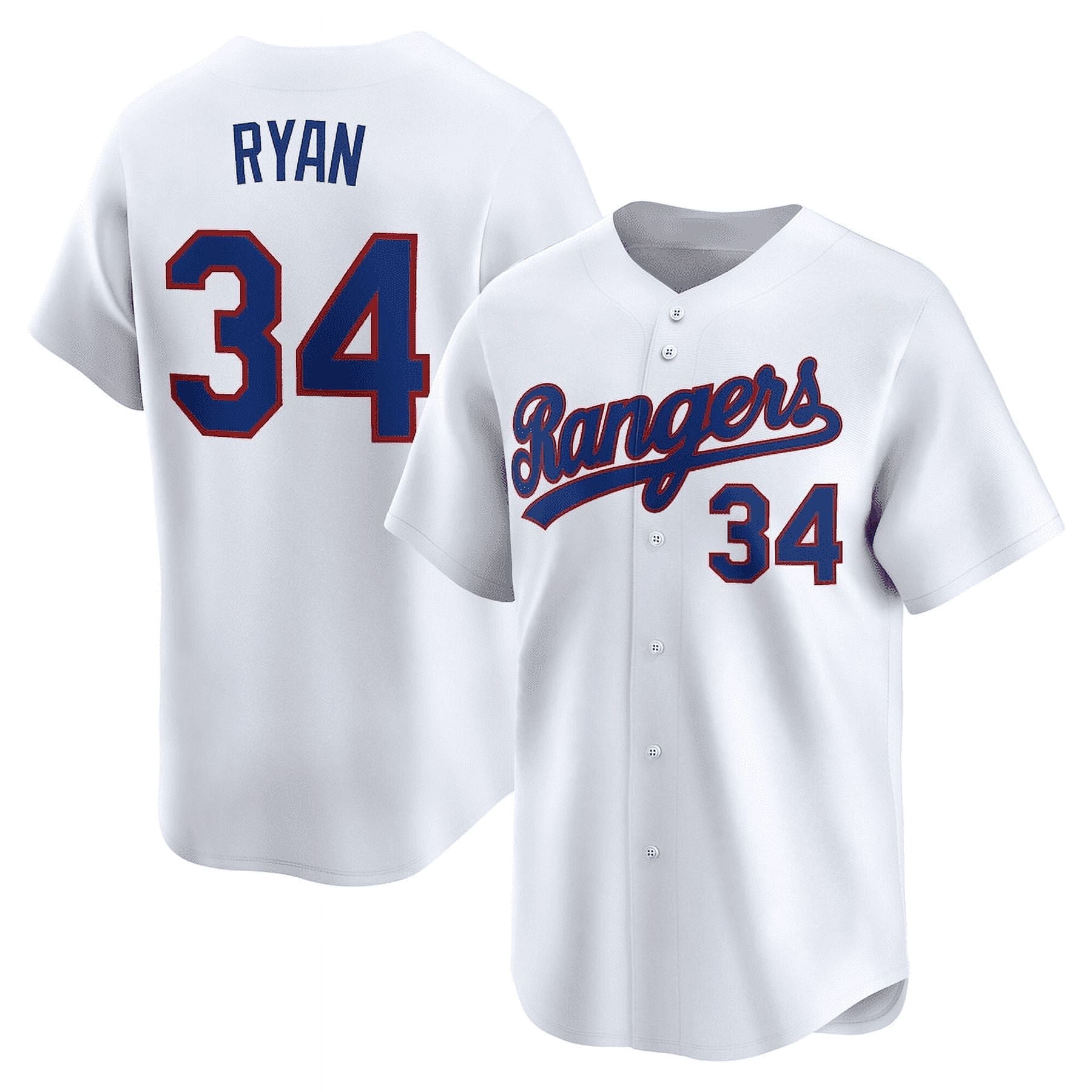 Baseball Team Men's Nolan Ryan#34 Jersey Classic Season Team Uniform ...