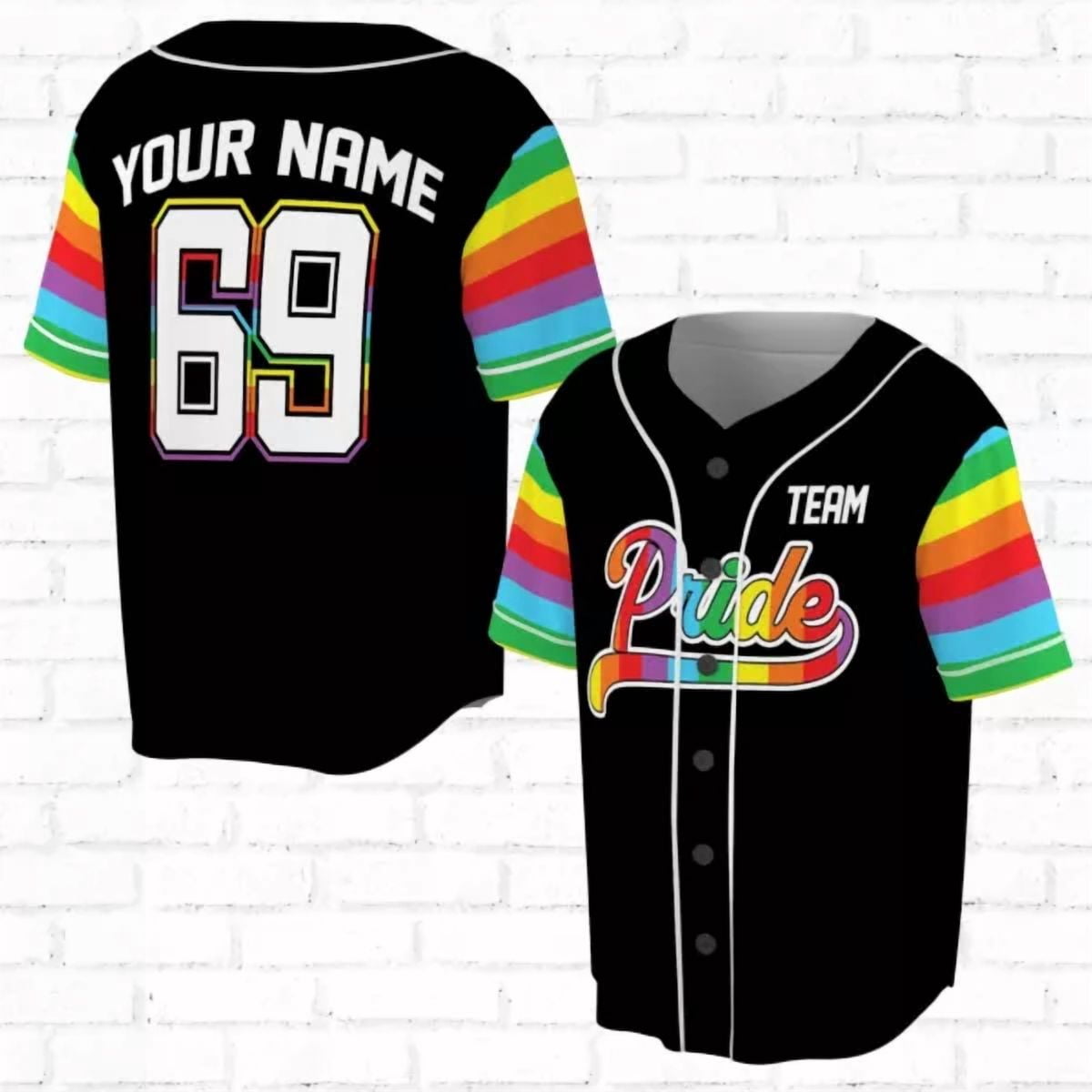 Baseball Tee LGBT Pride Personalized Name and Number 3D Baseball Jersey ...