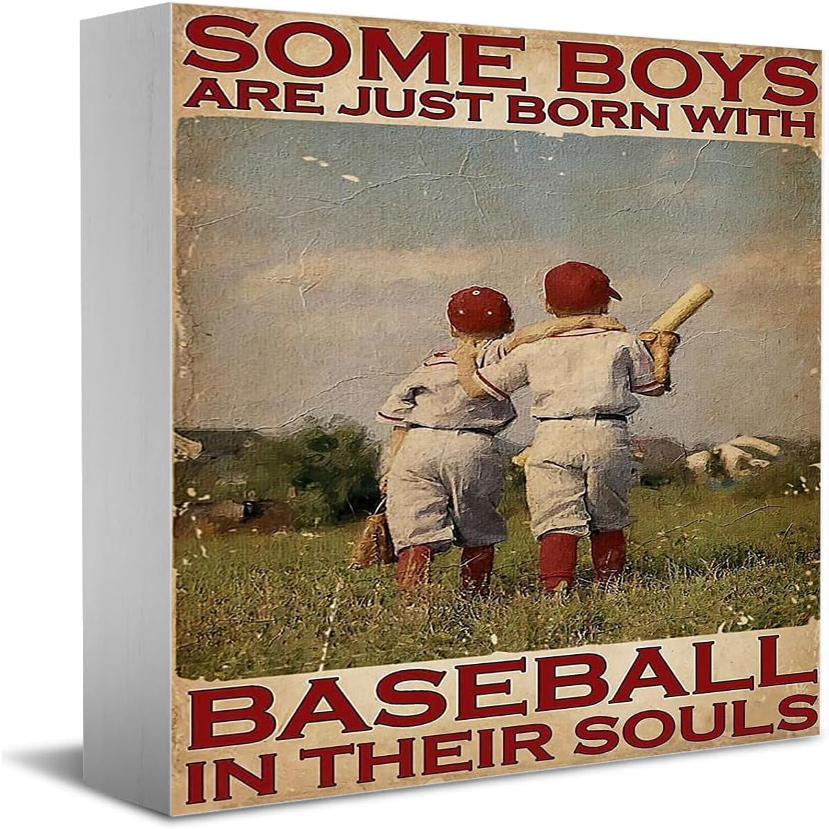 Baseball Teenager Retro Chic Art Decor Wooden Box Sign Decorations ...