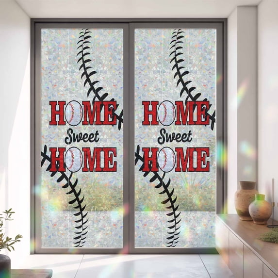 Baseball Texture Sweet Home Text Window Privacy Film, Rainbow Film ...