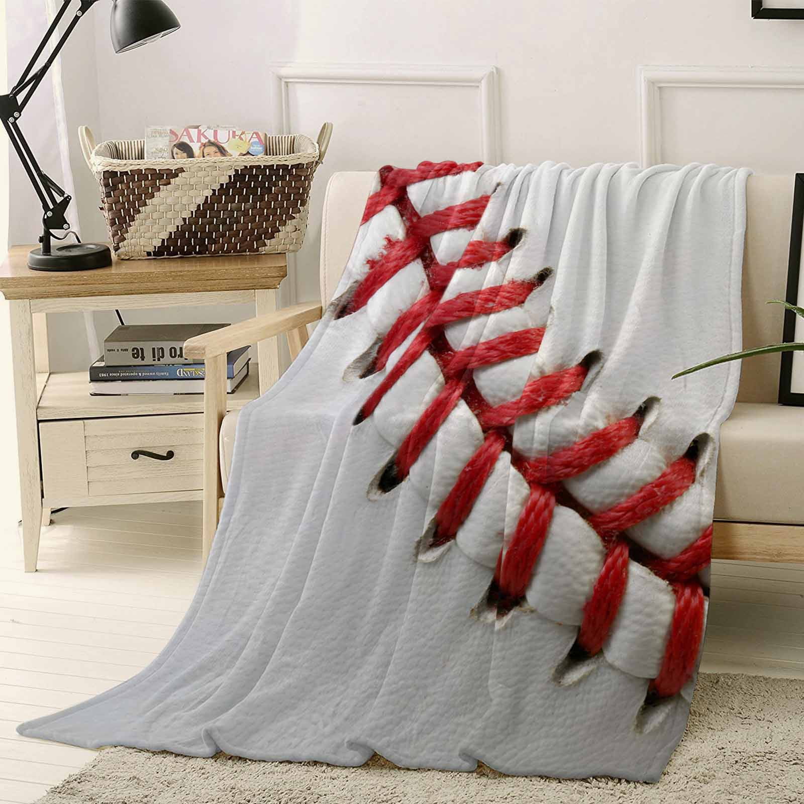 Baseball Texture Throw Flannel Blanket 50x80In Usa Sport Super Soft ...