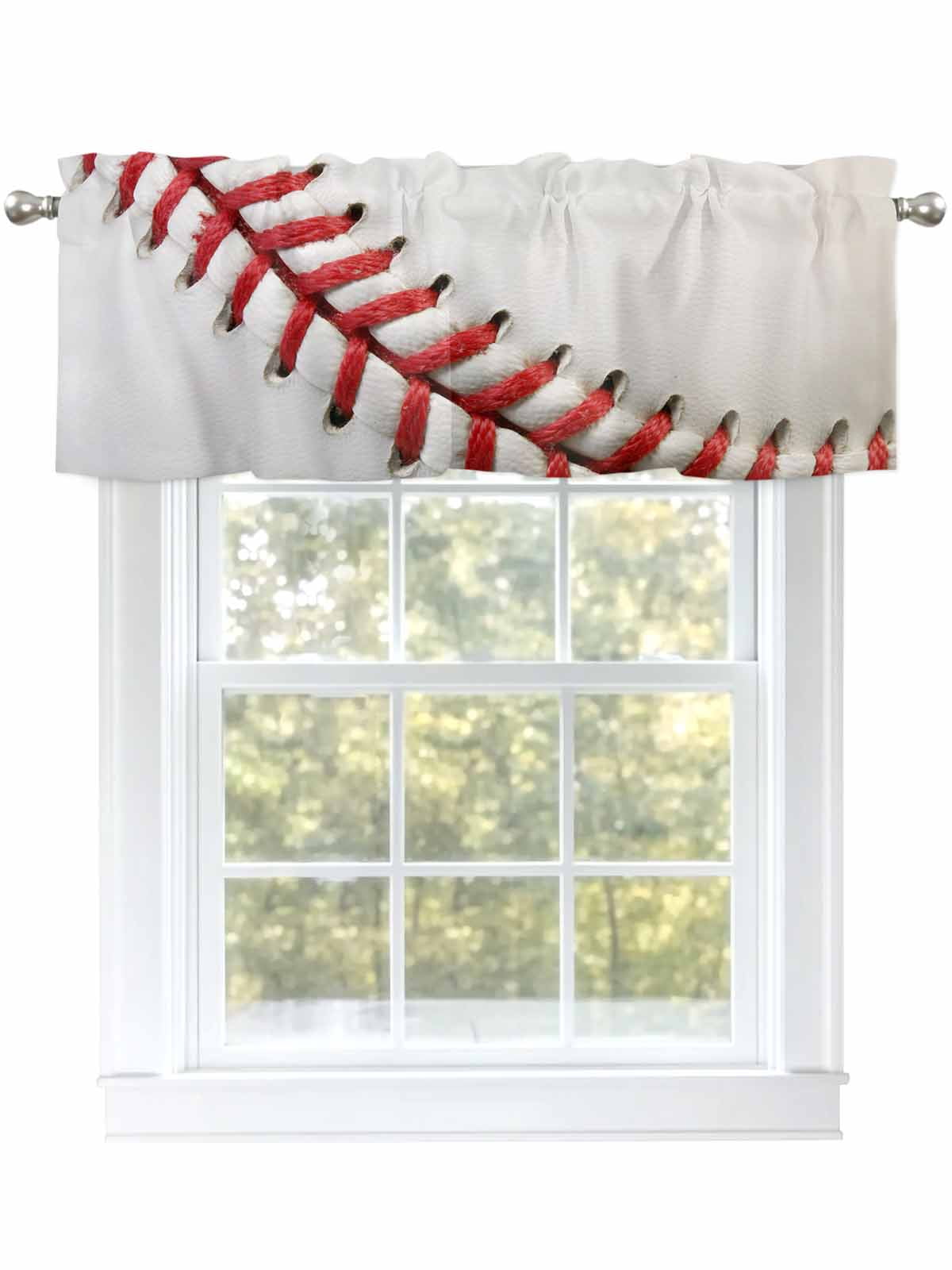 Baseball Texture Valances for Windows Usa Sport Rod Pocket Curtains ...