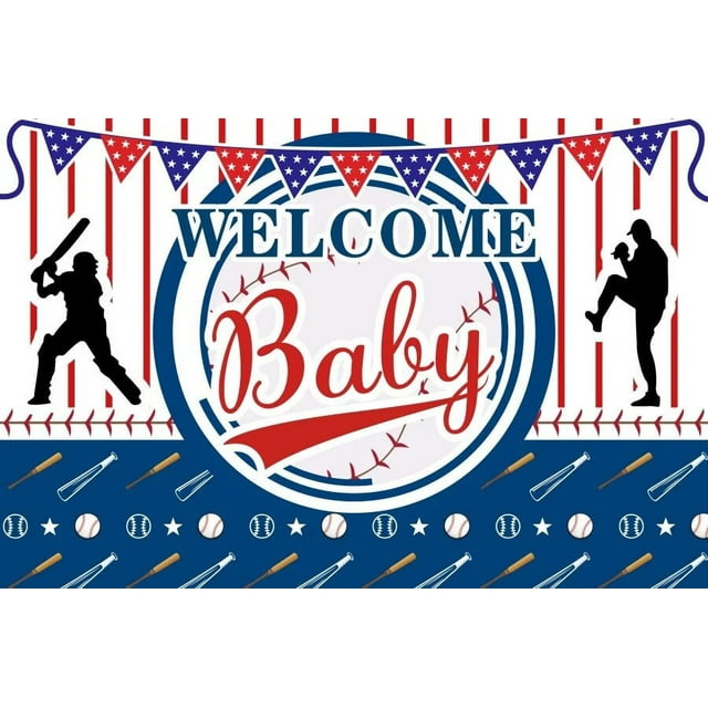Baseball Theme Baby Shower Photo Background Boy Child Spors Ball Happy ...