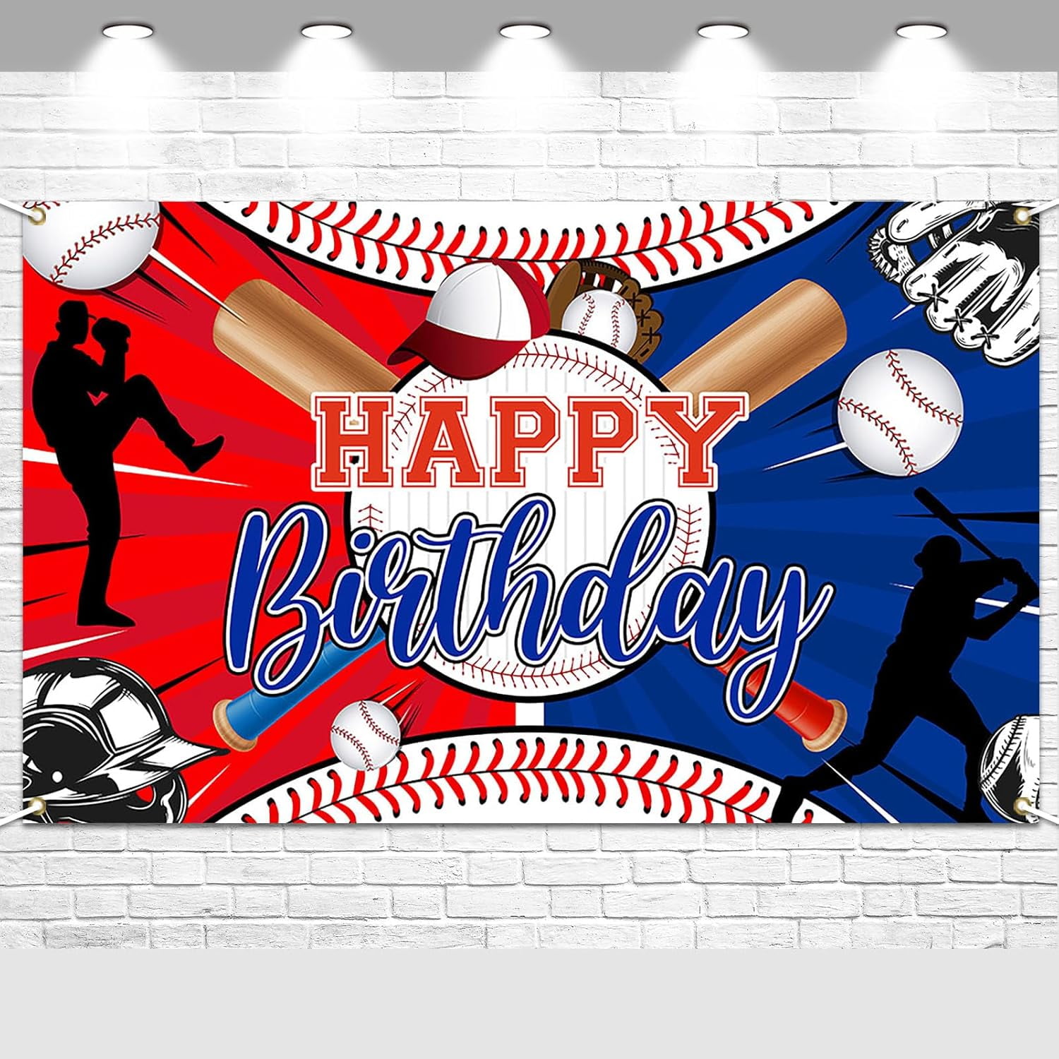 Baseball Theme Cool Happy Birthday Backdrop Decorations Baseball ...
